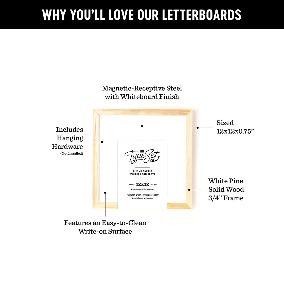 MAGNETIC WHITEBOARD 12x12 – Three Littles